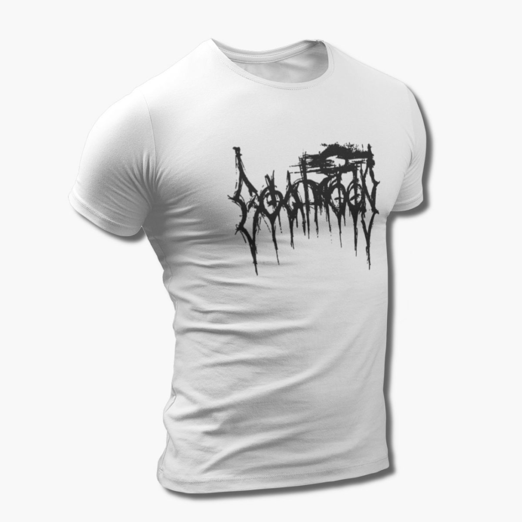 Goatmoon Band T-Shirt, Goatmoon Logo White Tee Shirt, Folk Metal, Black ...