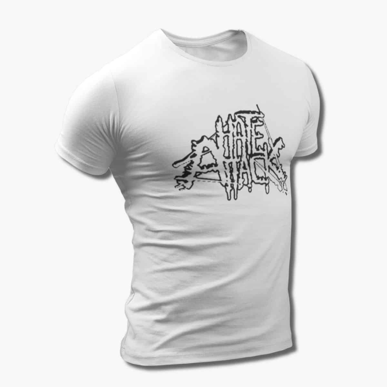 Hate Attack Band T-Shirt, Hate Attack Logo White Tee Shirt, Thrash ...