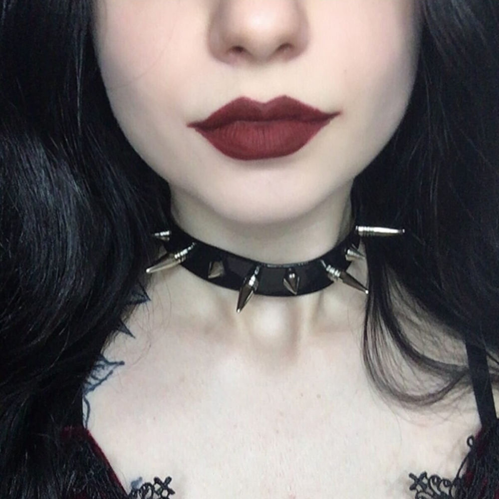 Gothic Punk Spiked Patent Leather Collar Necklace Choker – Metal Band T ...